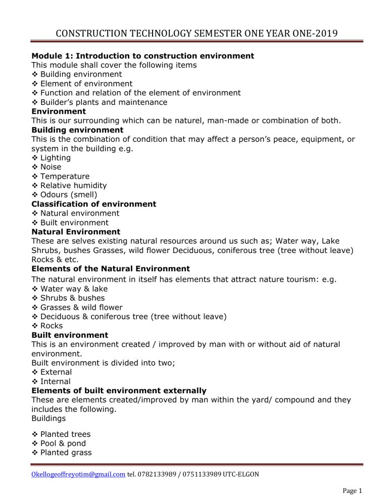 Construction Technology Course Notes