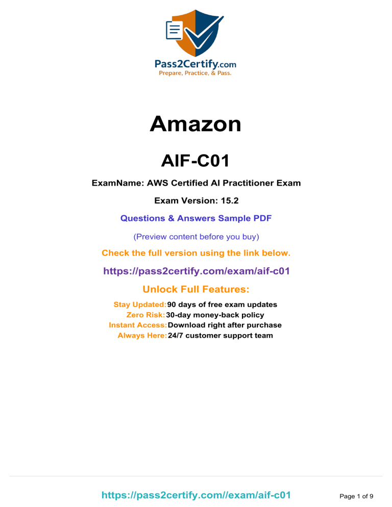 AWS AIF-C01 Exam Sample Questions