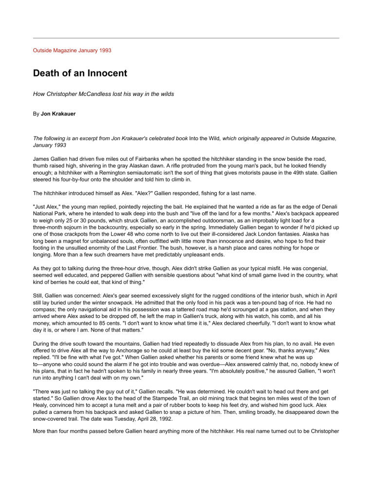 Death of an Innocent: Into the Wild Story