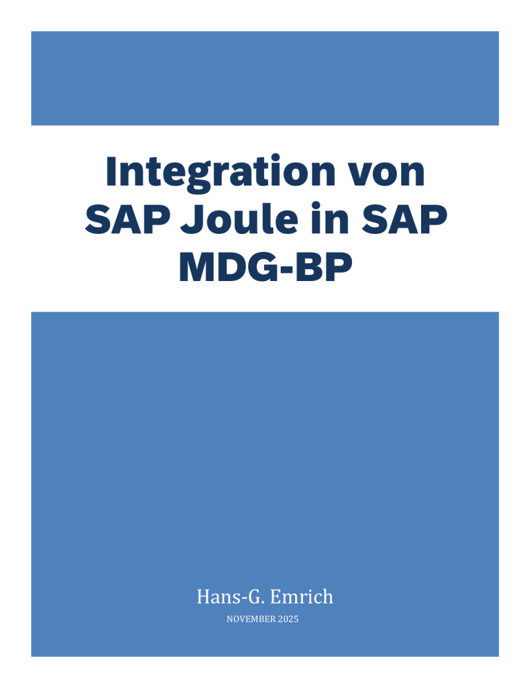 SAP Joule MDG-BP Integration Leitfaden