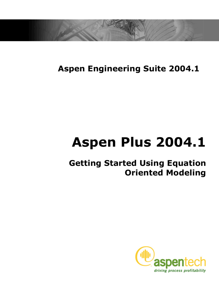 Aspen Plus Equation Oriented Modeling Guide