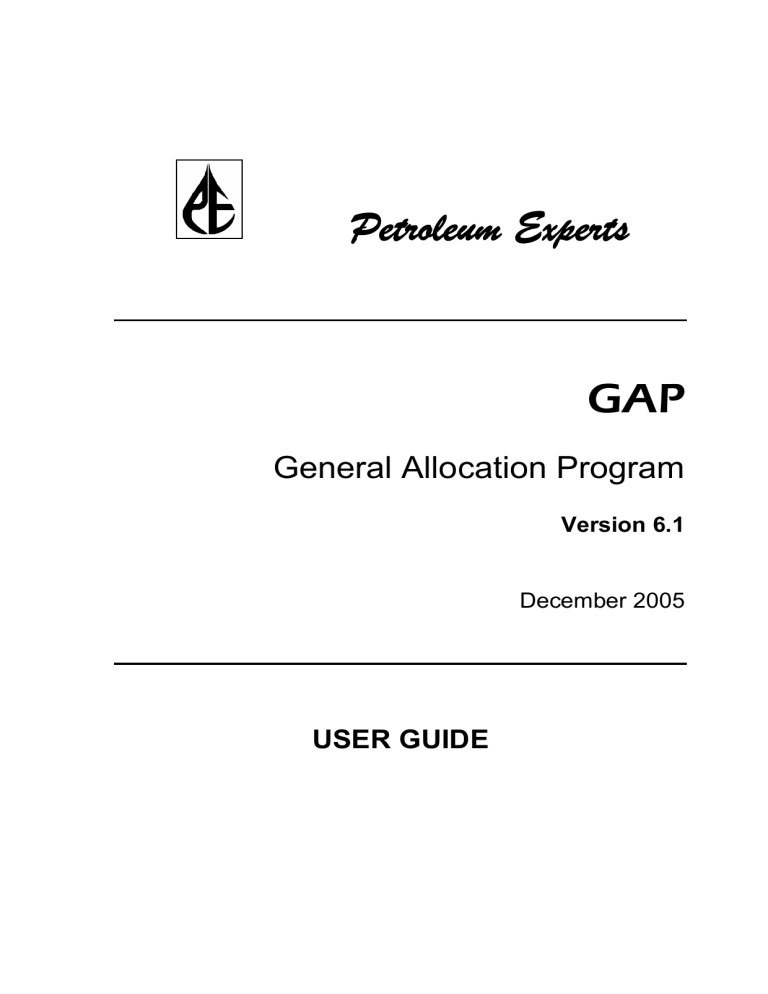 GAP v6.1 Petroleum Network Modeling Guide