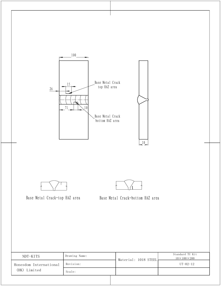 Base Metal Crack NDT Reference Drawing