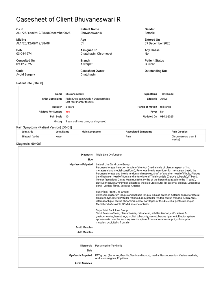 Physiotherapy Case File: Osteoarthritis & Myofascial Treatment
