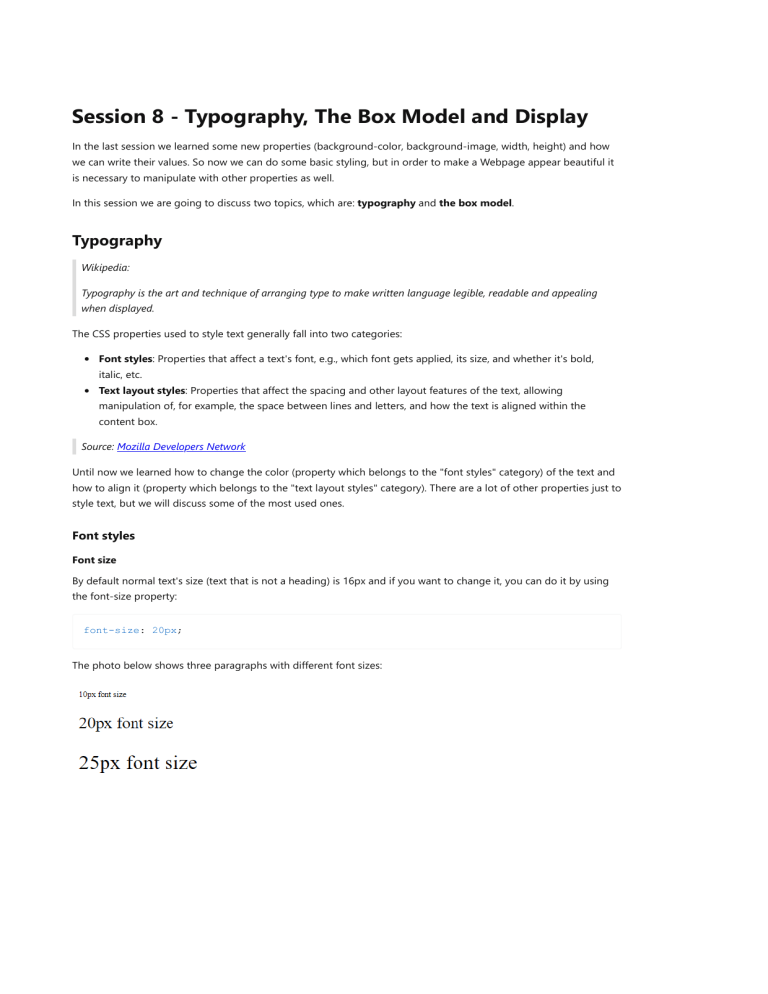 CSS Typography and Box Model Guide