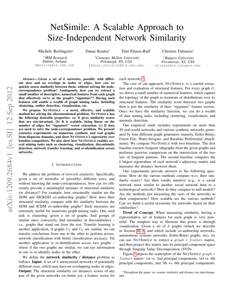 NetSimile: Scalable Network Similarity Analysis