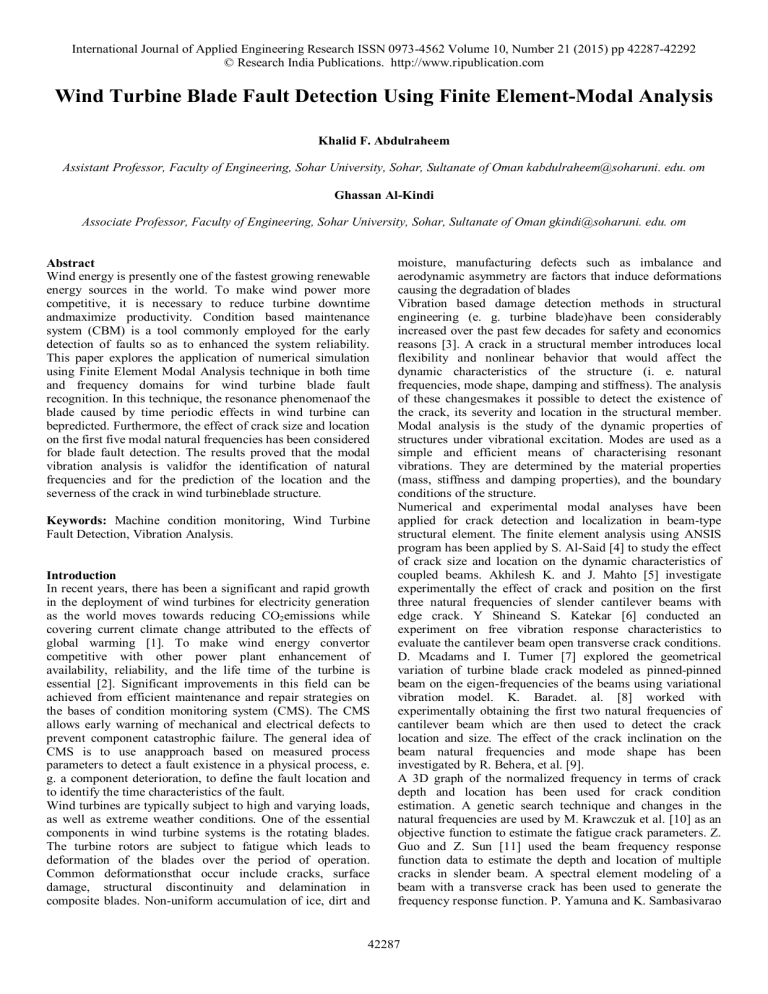 Wind Turbine Blade Fault Detection via Modal Analysis