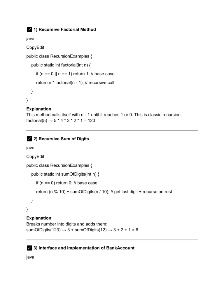 Java Programming Concepts and Examples