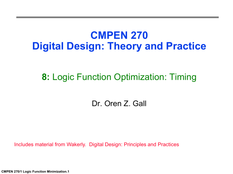 Digital Design Logic Optimization and Timing Hazards