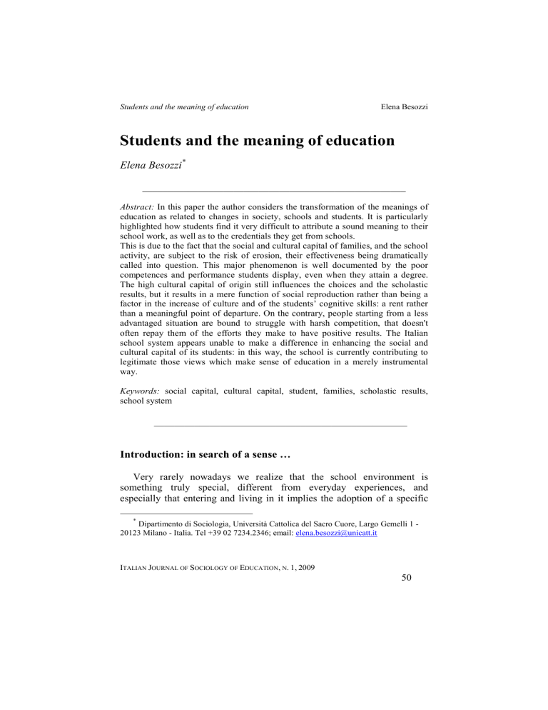 Students and the Meaning of Education