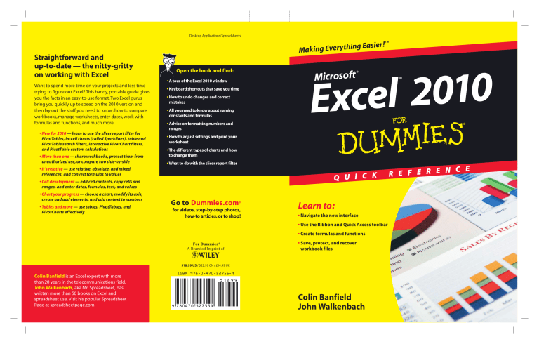 Excel 2010 For Dummies Quick Reference
