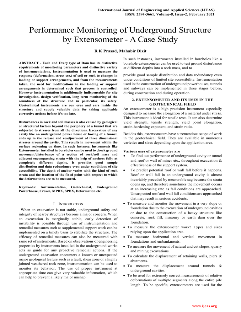 Extensometer Monitoring of Underground Structures: Case Study