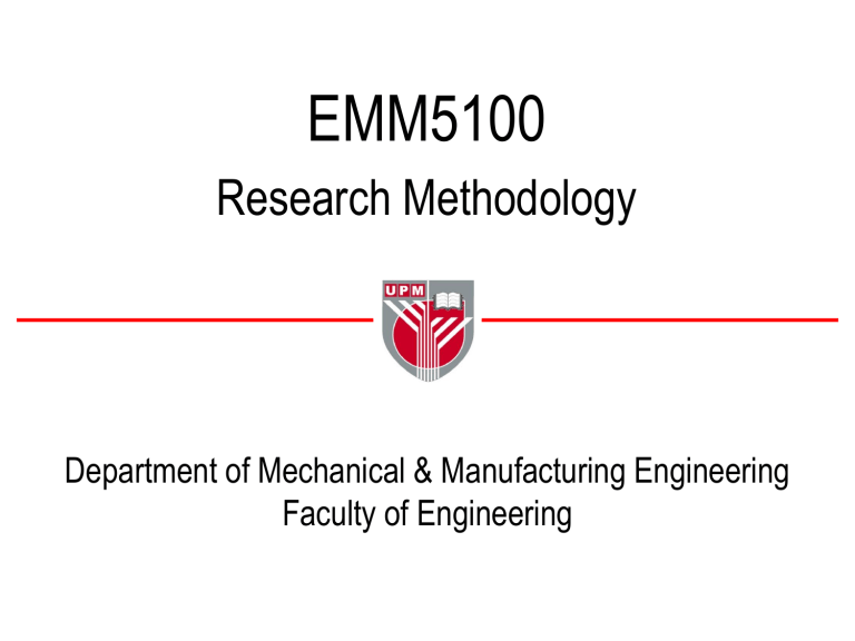 EMM5100 Research Methodology Course Outline
