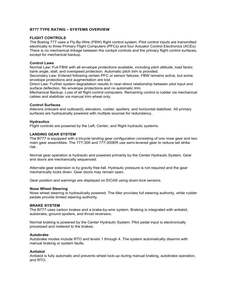 Boeing 777 Flight Controls Manual