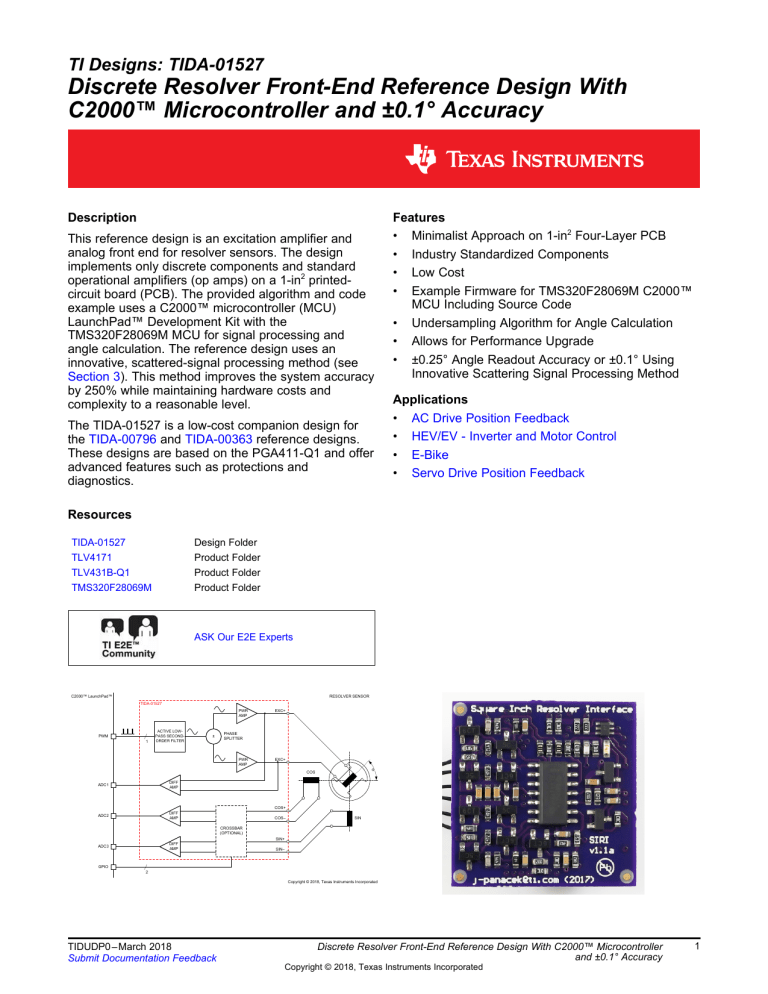 Resolver Front-End Design with C2000 MCU