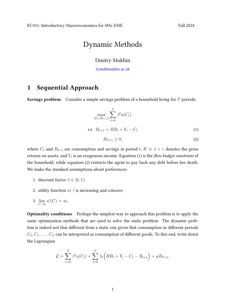 Dynamic Methods in Macroeconomics