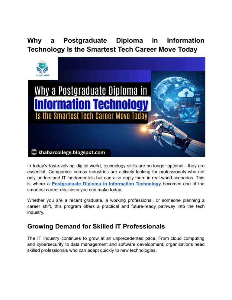Postgraduate IT Diploma Career Guide