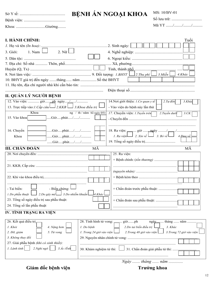 Surgical Patient Chart Template