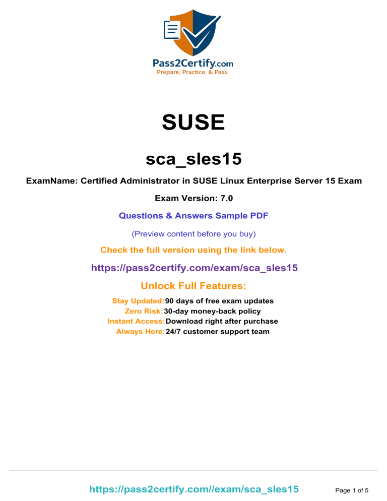 SCA_SLES15 SUSE Linux Exam Questions & Answers