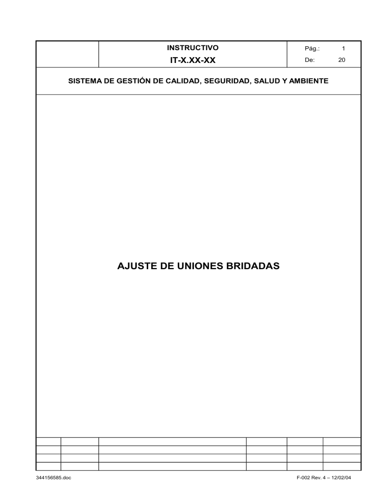 Instructivo Ajuste de Uniones Bridadas