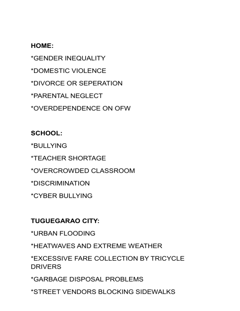 Social Issues in the Philippines Worksheet