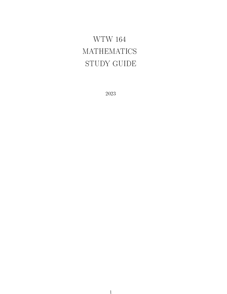 WTW 164 Mathematics Study Guide 2023