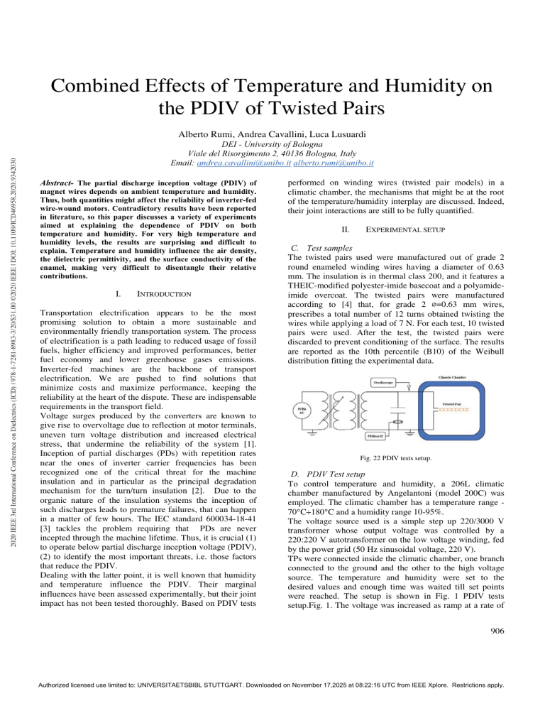 Temperature & Humidity Effects on PDIV