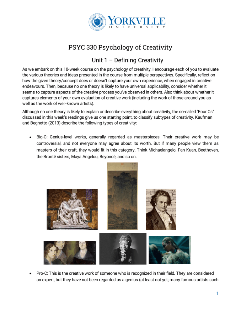Psychology of Creativity: The Four Cs Model