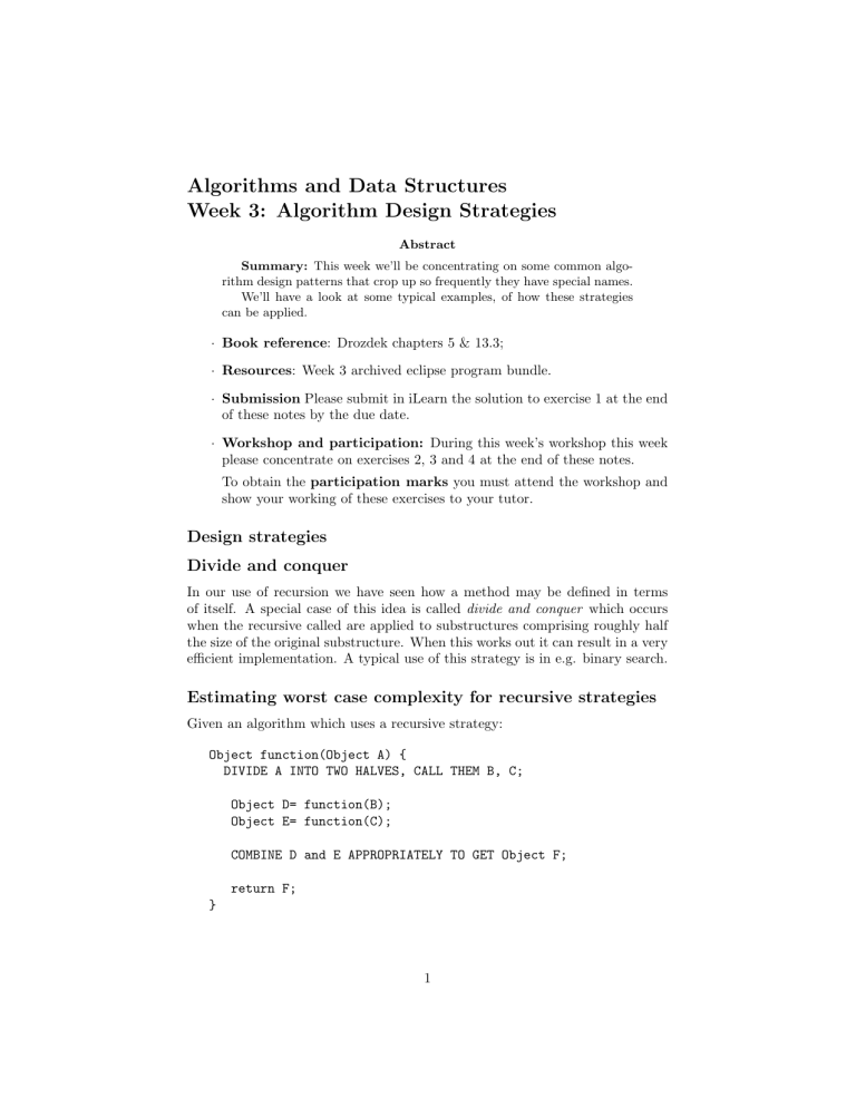 Algorithm Design Strategies Lecture Notes