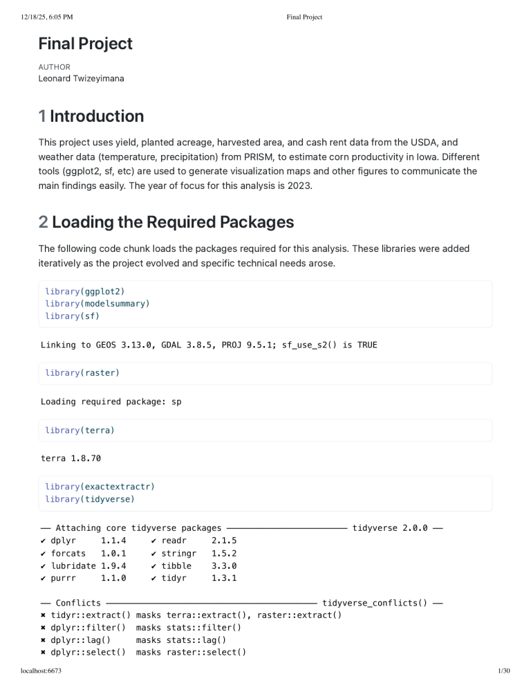 Iowa Corn Productivity Analysis 2023 - USDA Data Study