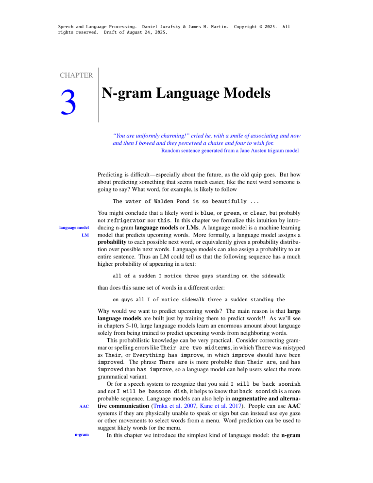 N-gram Language Models | Jurafsky & Martin