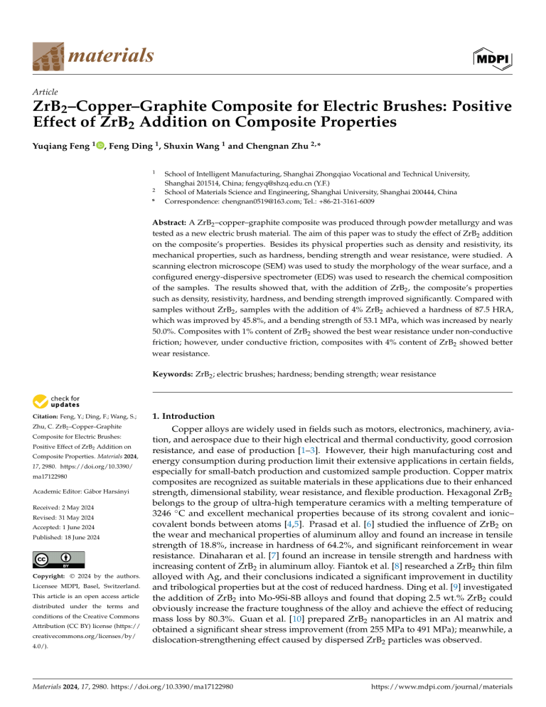ZrB2-Copper-Graphite Composite Properties