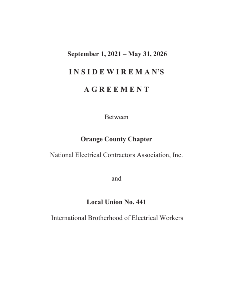 IBEW Local 441 NECA Agreement 2021-2026
