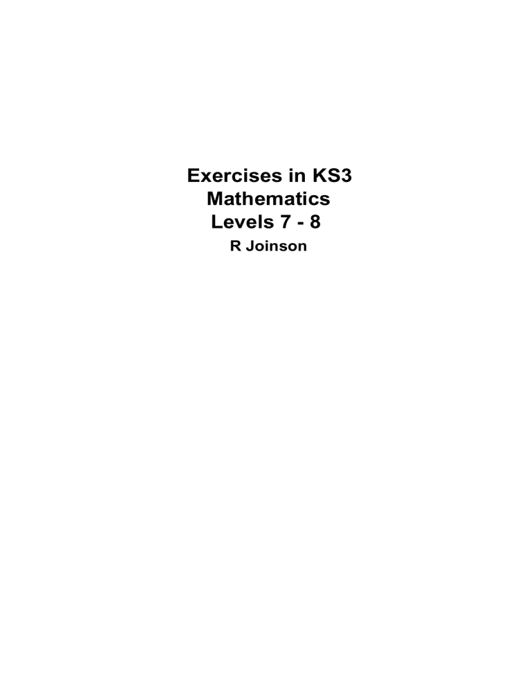 KS3 Maths Worksheets Levels 7-8 PDF