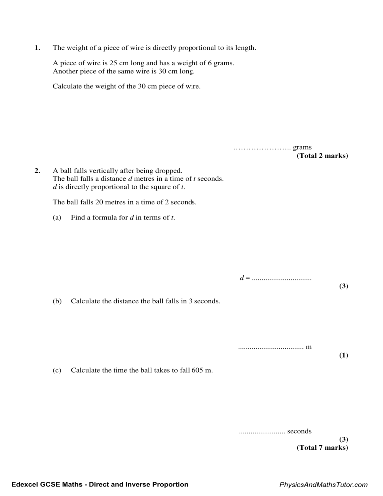 GCSE Maths Direct and Inverse Proportion