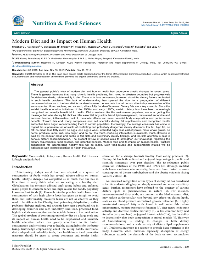 Modern Diet and Its Impact on Human Health