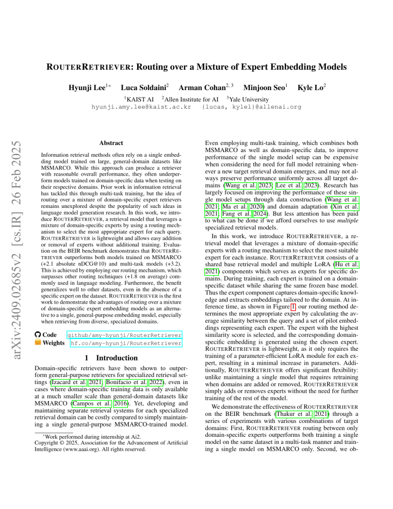 Router Retriever: Mixture of Expert Models