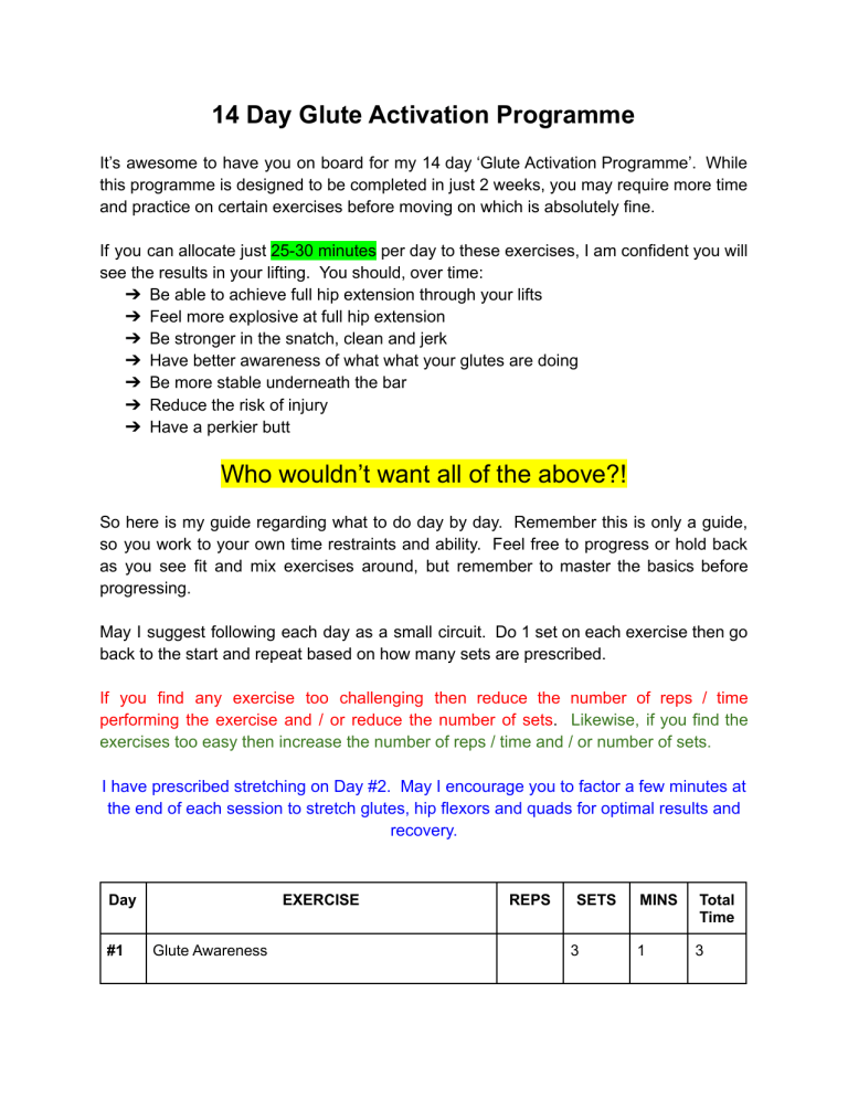 14 Day Glute Activation Programme PDF