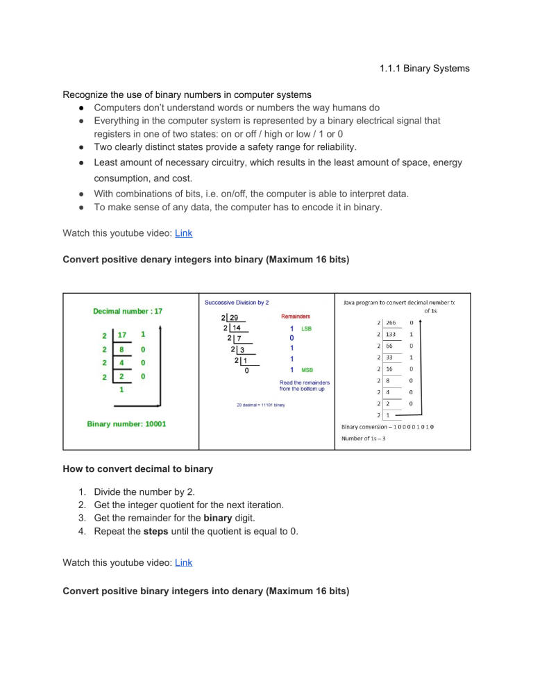Binary & Hexadecimal Systems Guide