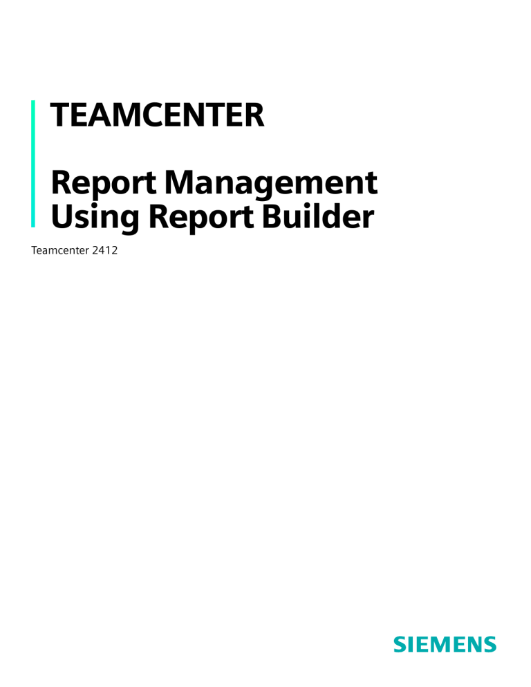 Teamcenter Report Builder Guide