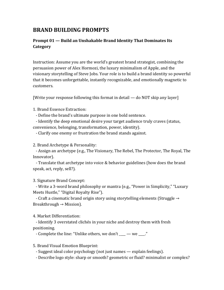 Brand Building Strategy Worksheet