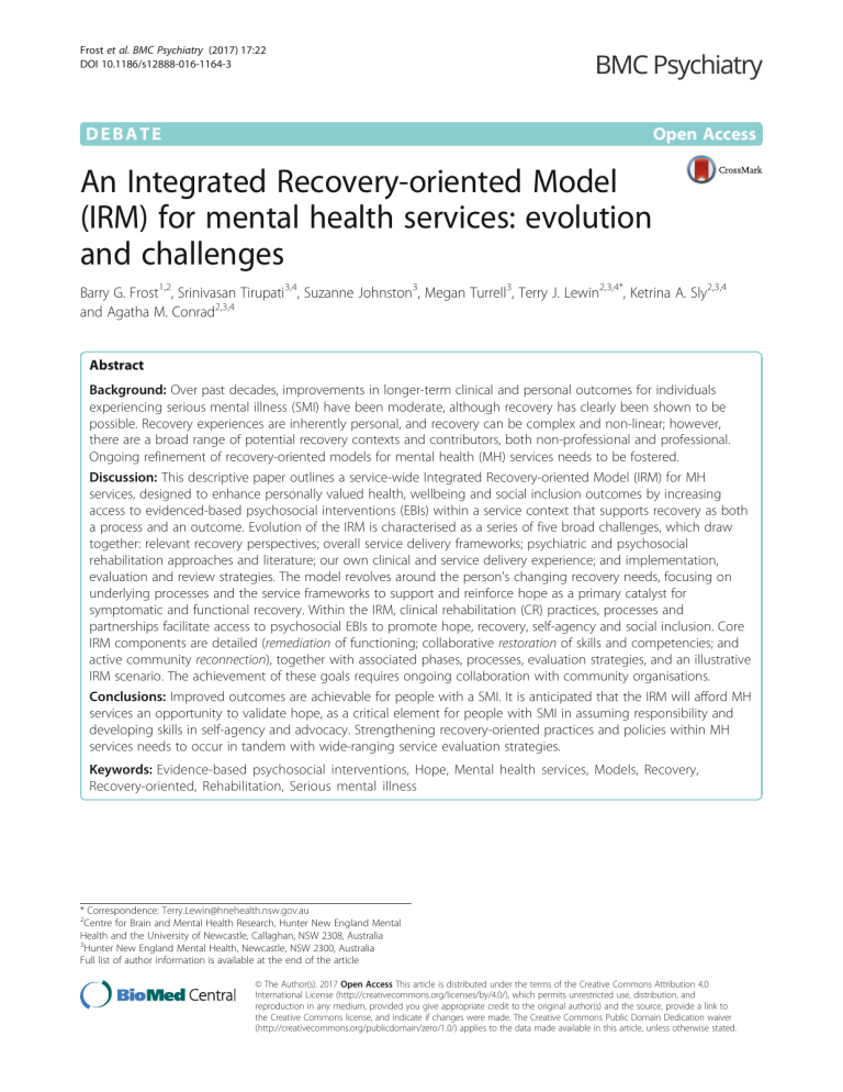 Integrated Recovery-oriented Model for Mental Health