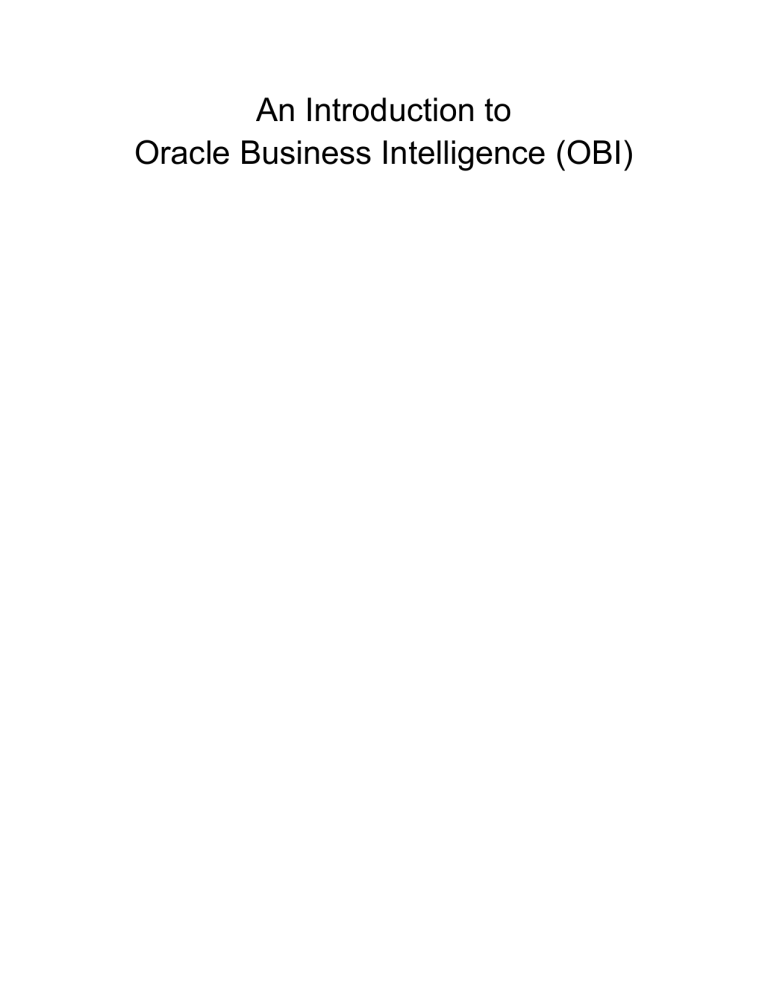Oracle Business Intelligence OBI User Guide