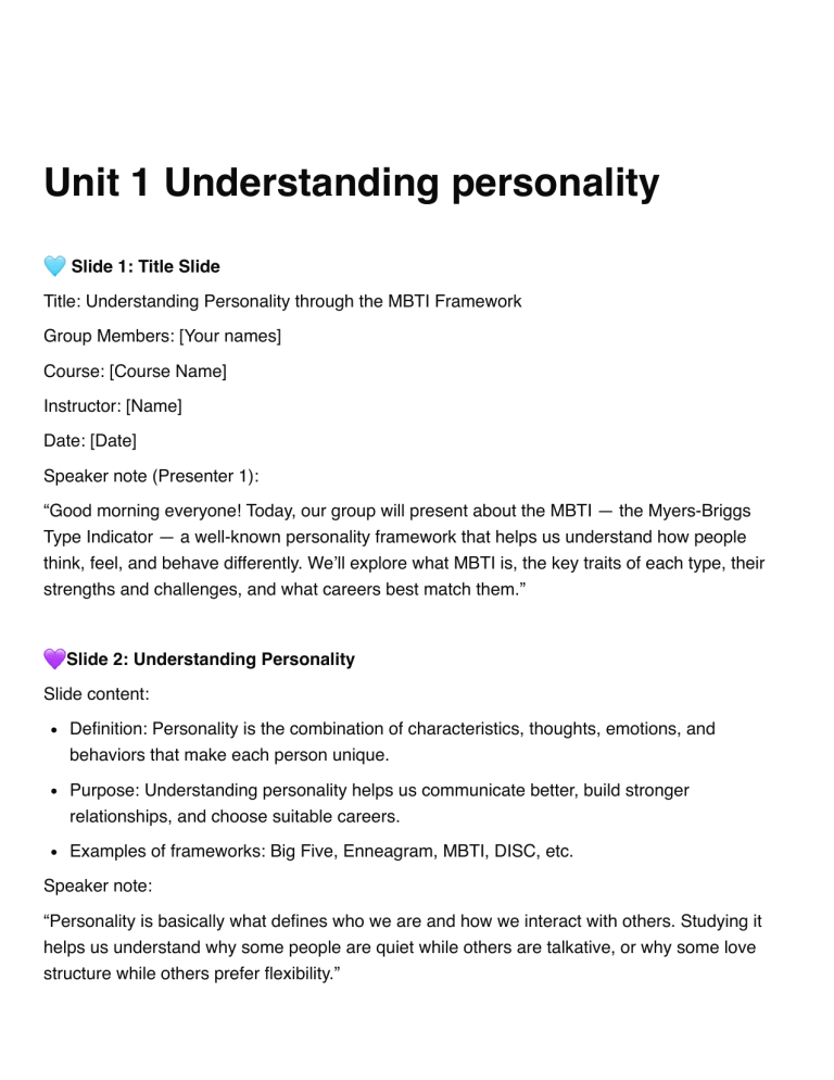 Understanding Personality with MBTI