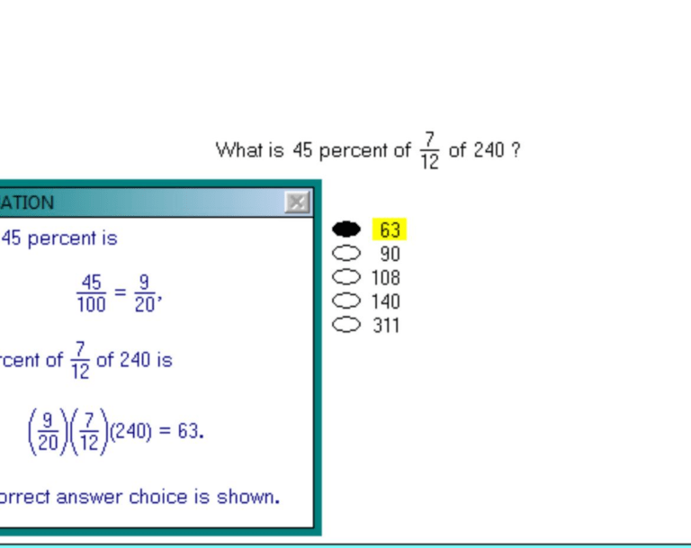 Math Practice Test on Algebra Problems