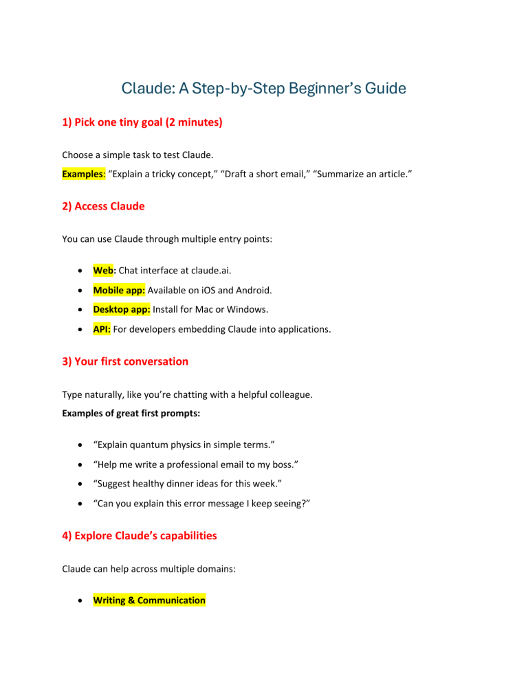 Claude AI Beginner's Guide