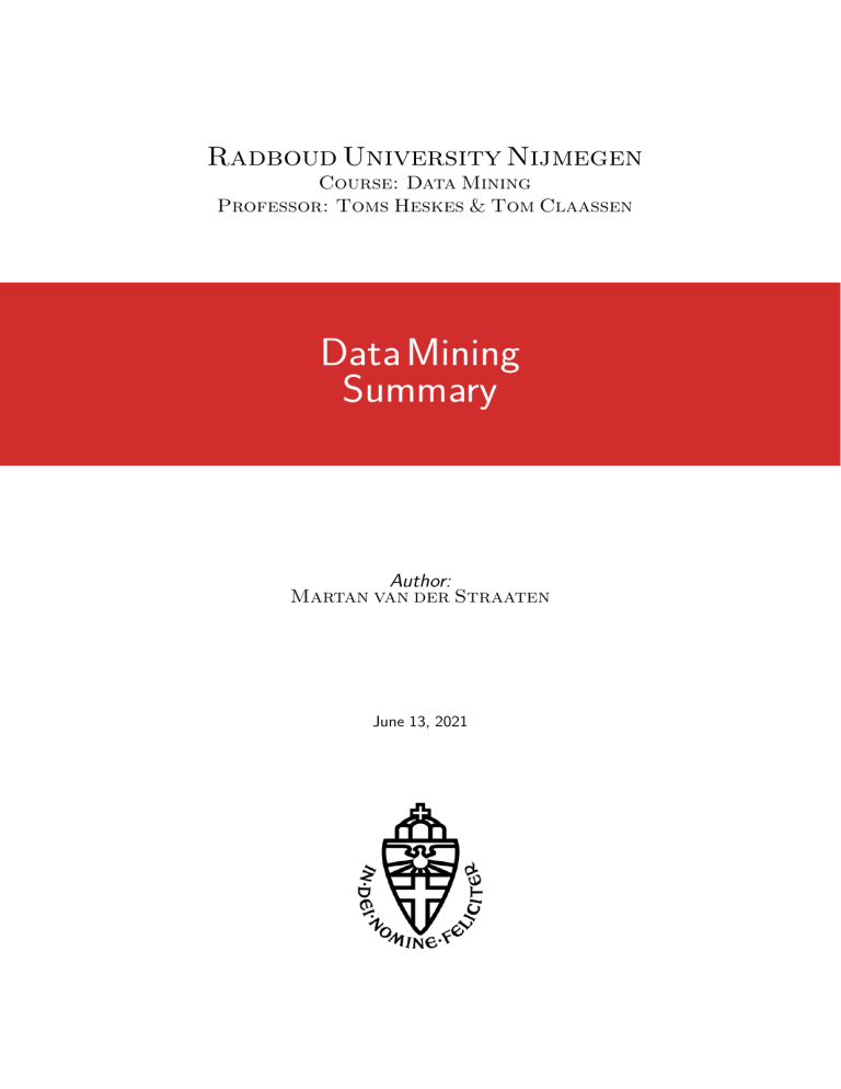 Data Mining Course Summary | Clustering, Anomaly & Rules