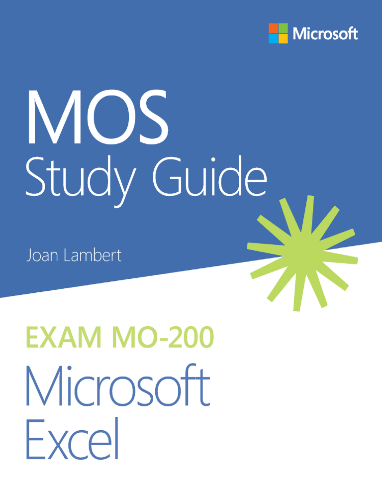 MOS Study Guide Excel Exam MO-200