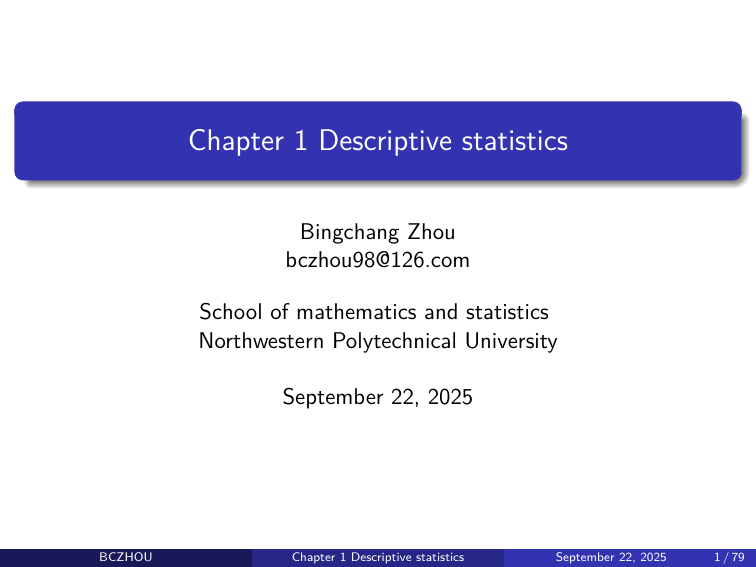 Descriptive Statistics Chapter 1 Course Slides
