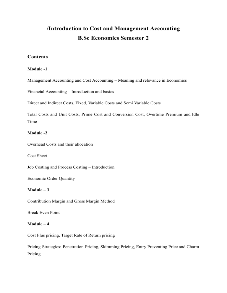 Cost & Management Accounting Guide